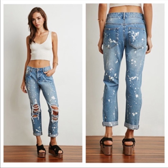 Forever 21 | Jeans | Nwt Ripped Splattered Jeans | Poshmark
